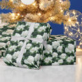 Elegant classic green botanical white floral wrapping paper | Zazzle