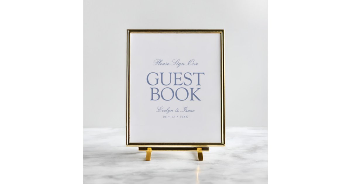 Elegant Classic Guest Book Dusty Blue Poster | Zazzle