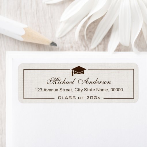 Elegant Classic Ivory Linen Graduation Graduate Label | Zazzle