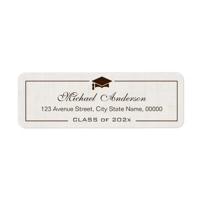 Elegant Classic Ivory Linen Graduation Graduate Label | Zazzle