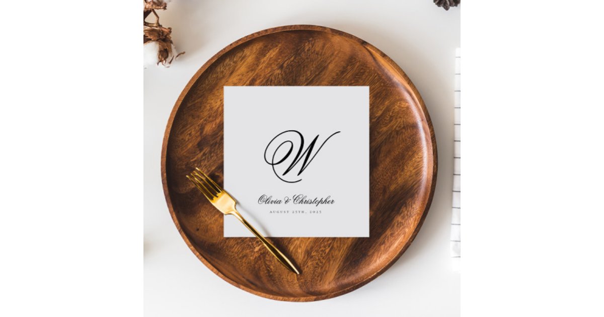 Elegant Classic Last Name Initial Wedding Napkins | Zazzle