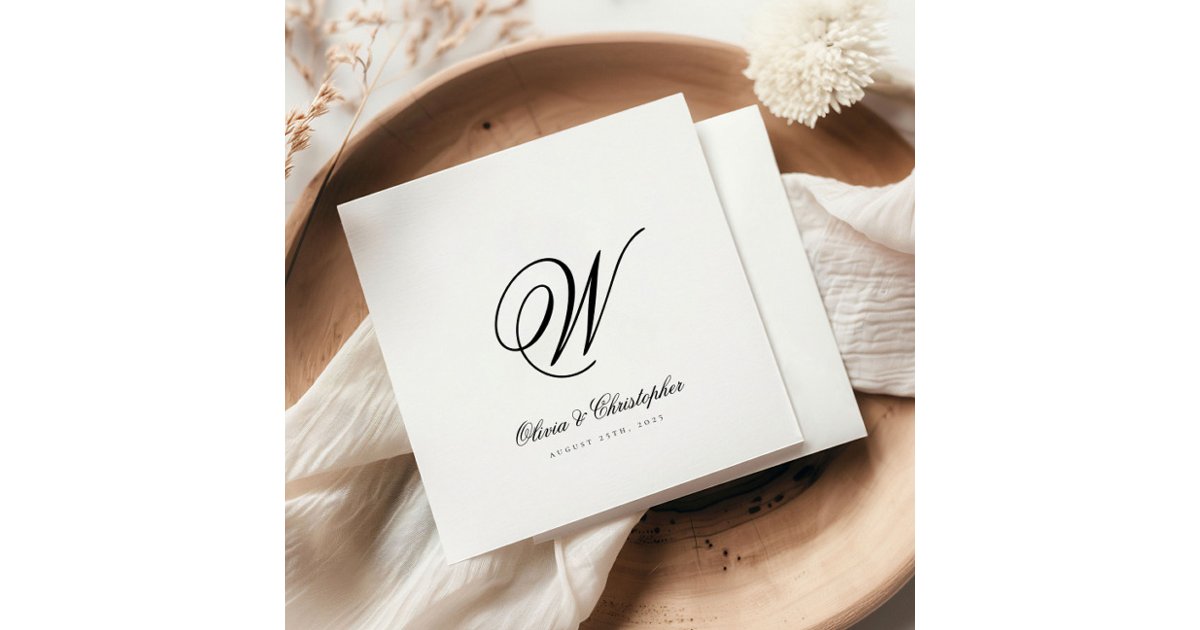 Elegant Classic Last Name Initial Wedding Napkins | Zazzle