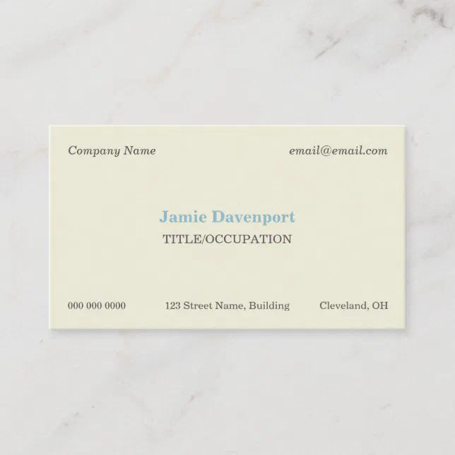 Elegant Classic Minimalistic Eggshell Blue Business Card | Zazzle