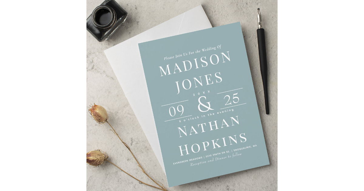 Elegant Classic Modern Sea Glass Wedding Invitation | Zazzle