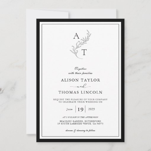 Elegant | Classic Monogram Wedding Frame Invitation | Zazzle
