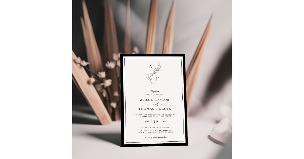 Elegant | Classic Monogram Wedding Frame Invitation | Zazzle