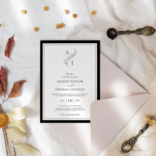 Elegant | Classic Monogram Wedding Frame Invitation | Zazzle