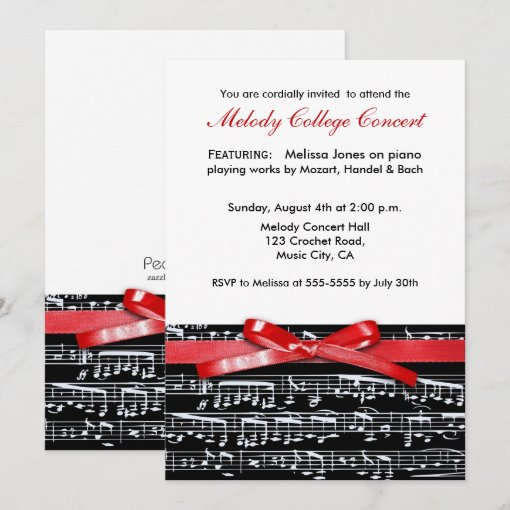 Elegant classic music concert recital invitation | Zazzle