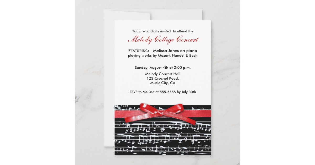 Elegant classic music concert recital invitation | Zazzle