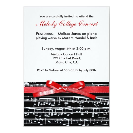Elegant classic music concert recital invitation | Zazzle.com