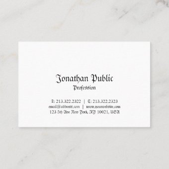 Elegant Classic Nostalgic Look Professional Plain Business Card | Zazzle