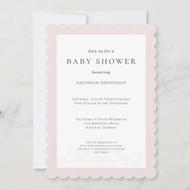 Elegant Classic Pink Baby Shower Invitation | Zazzle