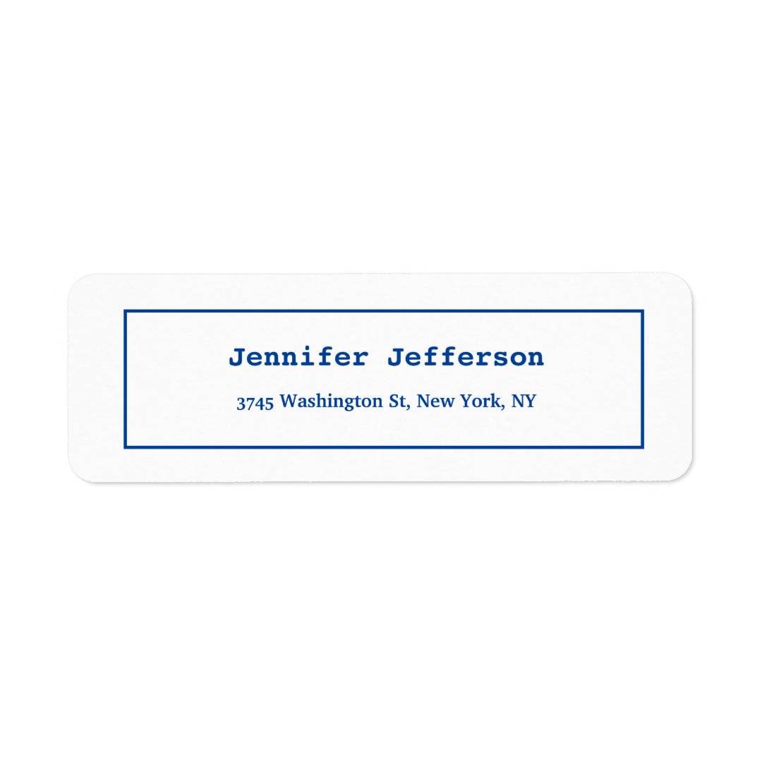Elegant Classic Plain Professional Deep Blue White Label | Zazzle