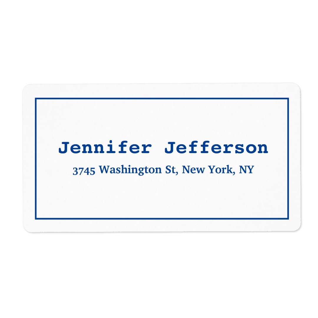 Elegant Classic Plain Professional Deep Blue White Label | Zazzle