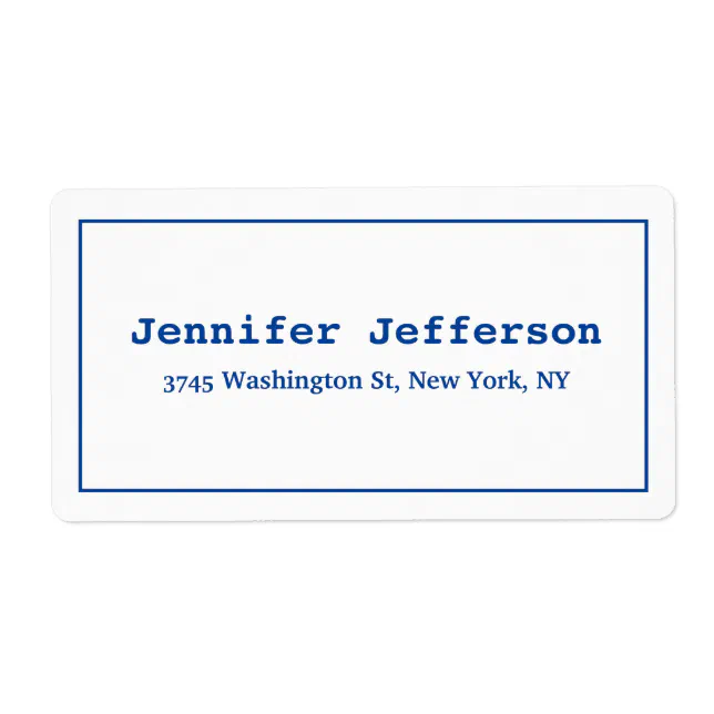 Elegant Classic Plain Professional Deep Blue White Label | Zazzle