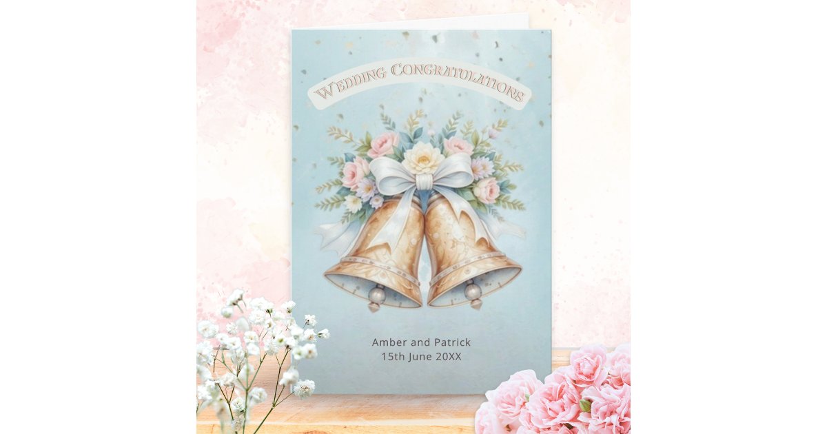 Elegant Classic Pretty Personalized Wedding Bells Card | Zazzle