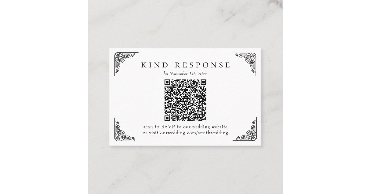 Elegant Classic QR Code Wedding RSVP Card | Zazzle