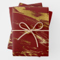 Elegant classic red & gold marble look wrapping paper sheets | Zazzle