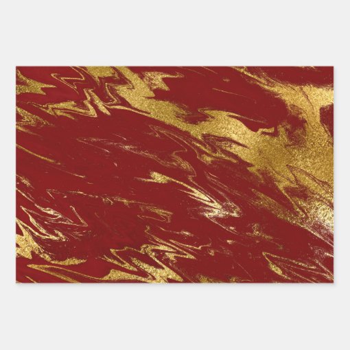 Elegant classic red & gold marble look wrapping paper sheets | Zazzle