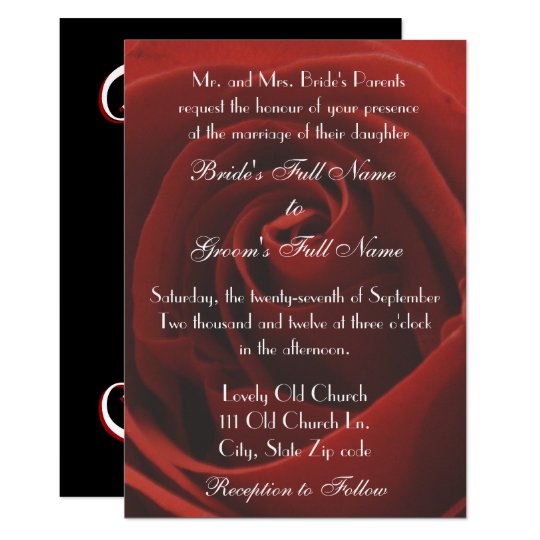 Elegant Classic Red Rose Wedding Invitation | Zazzle.com