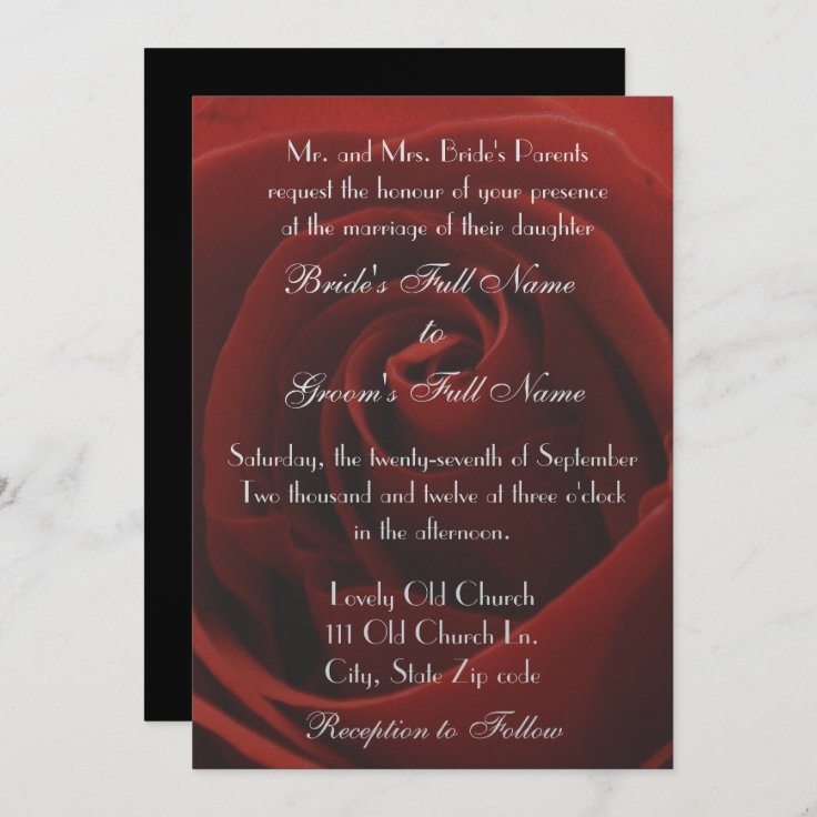 Elegant Classic Red Rose Wedding Invitation | Zazzle