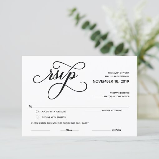 Elegant Classic RSVP (Response) Enclosure Card | Zazzle