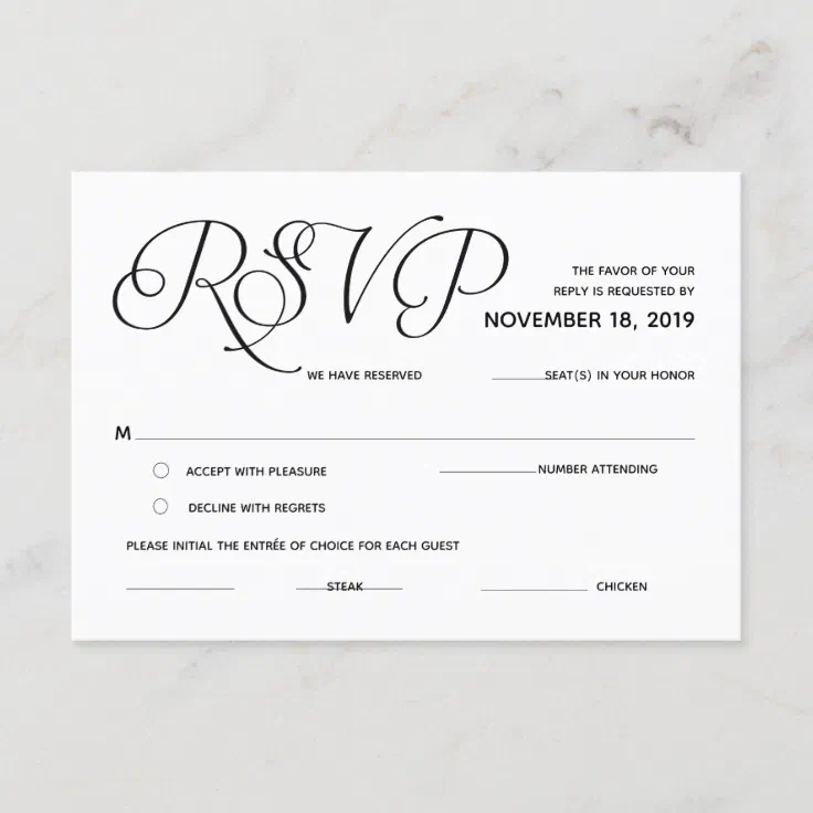 Elegant Classic RSVP (Response) Enclosure Card | Zazzle