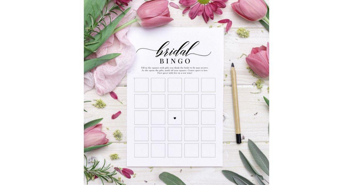 Elegant Classic Script Bridal Shower Bingo Game Invitation | Zazzle