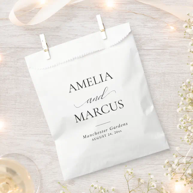 Elegant Classic Script Calligraphy Wedding Favor Bag | Zazzle