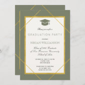 Elegant classic script gold sage graduation party invitation | Zazzle