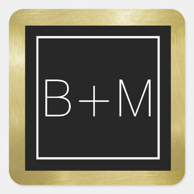 elegant classic square monogram, weddings square sticker | Zazzle