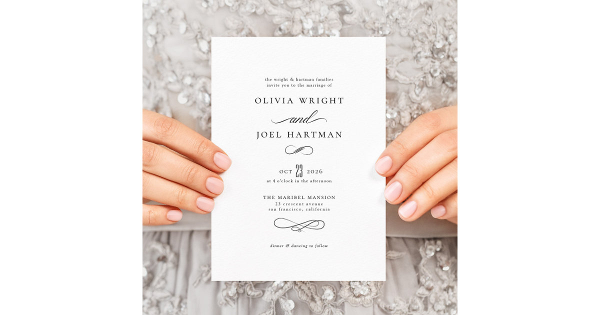 Elegant Classic Traditional Wedding Invitation | Zazzle