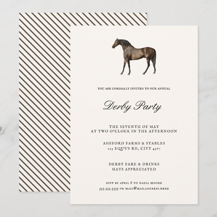 Elegant Classic Vintage Horse Race Derby Party Invitation | Zazzle