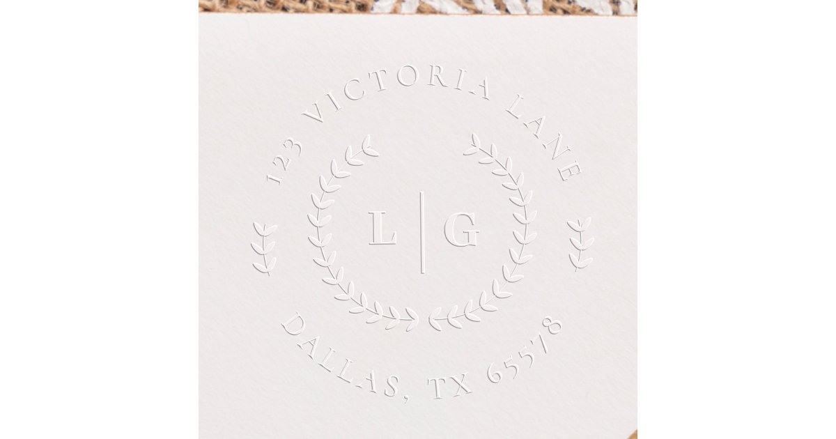 Elegant Classic Wedding Address & Couple Initials Embosser | Zazzle