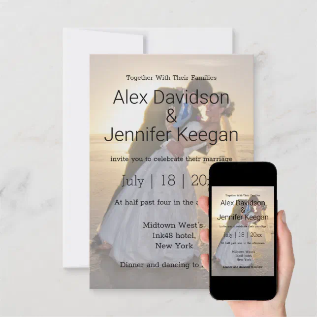 elegant classic wedding day photo overlay invitation | Zazzle