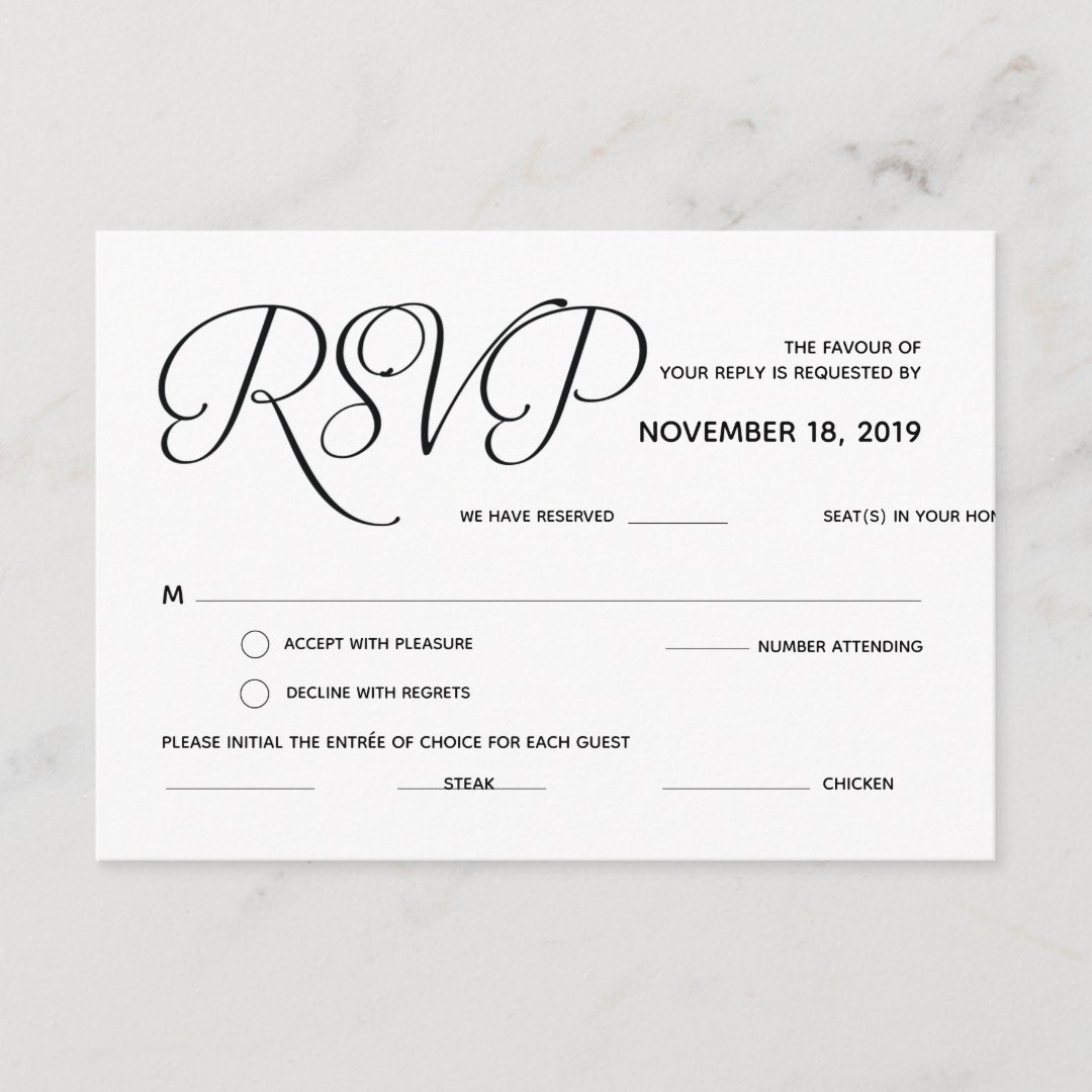 Elegant Classic Wedding RSVP (response) card | Zazzle