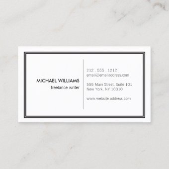 Elegant Classic White Business Card | Zazzle