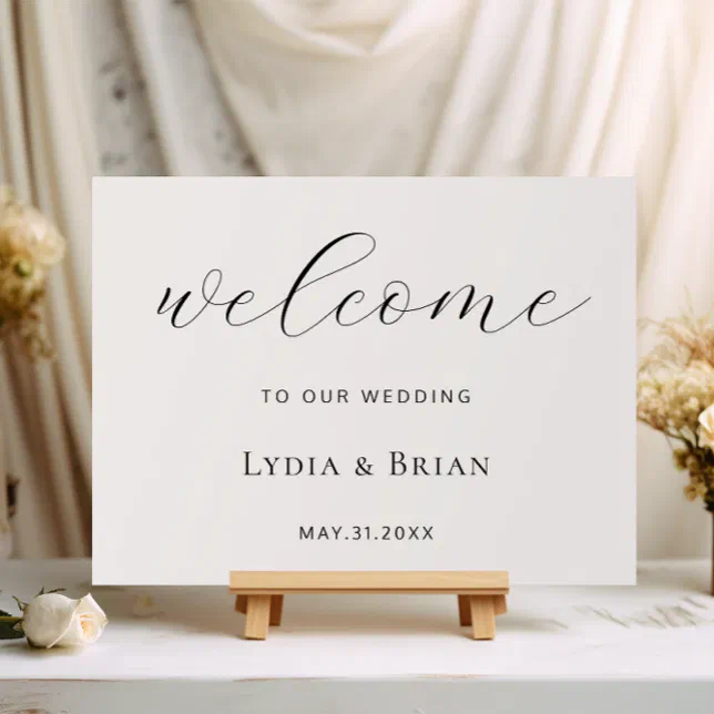 Elegant Classic White Wedding Welcome Sign | Zazzle
