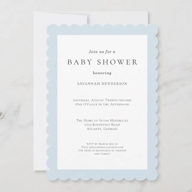 Elegant Classic Wildflower Blue Baby Shower Invitation | Zazzle