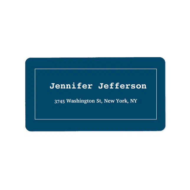 Elegant Classical Plain Professional Ocean Blue Label | Zazzle