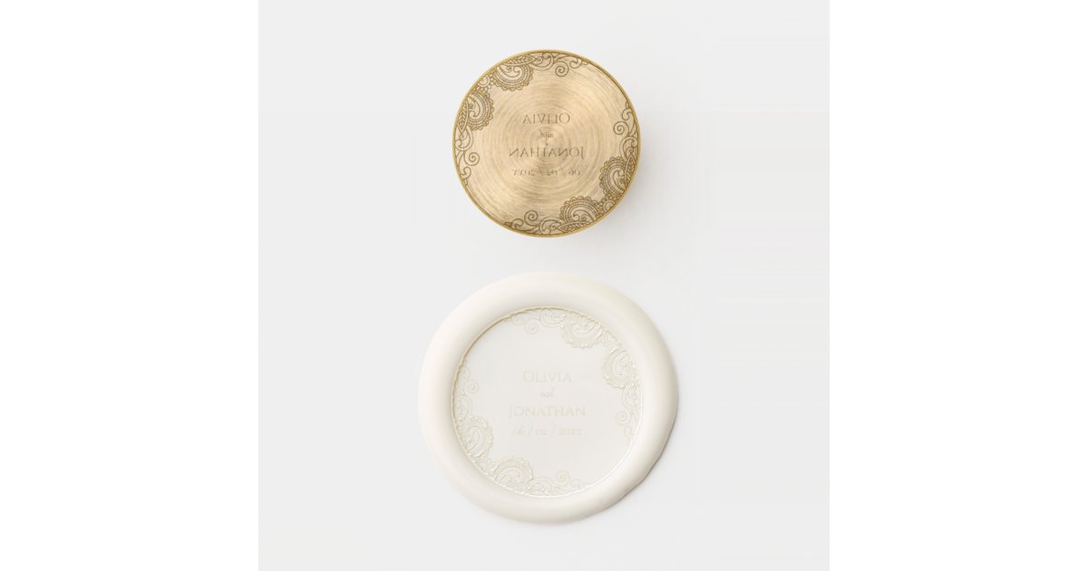 Elegant Classy Beige ornate Wedding Wax Seal Stamp | Zazzle