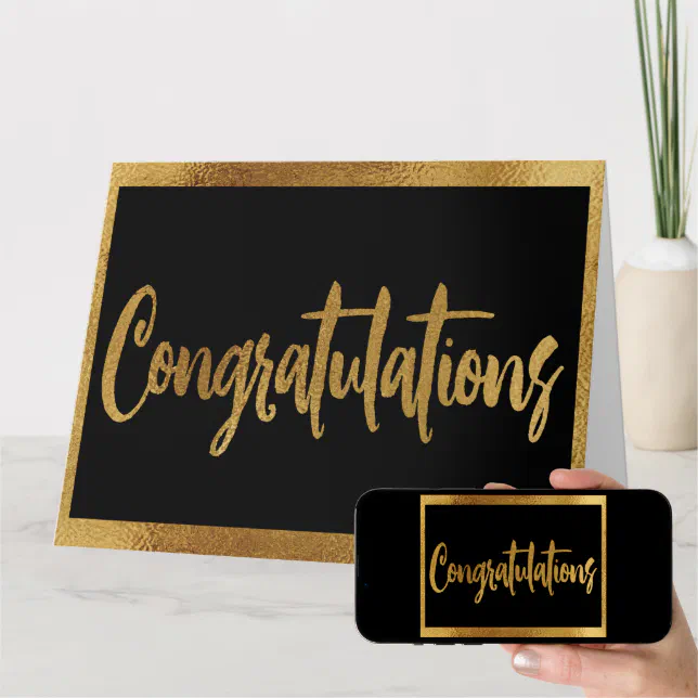 Elegant Classy Black & Faux Gold Congratulations Card | Zazzle