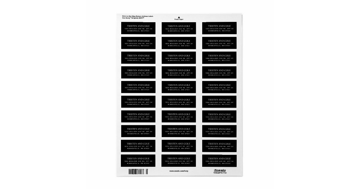 Elegant Classy Black Return Address Label | Zazzle