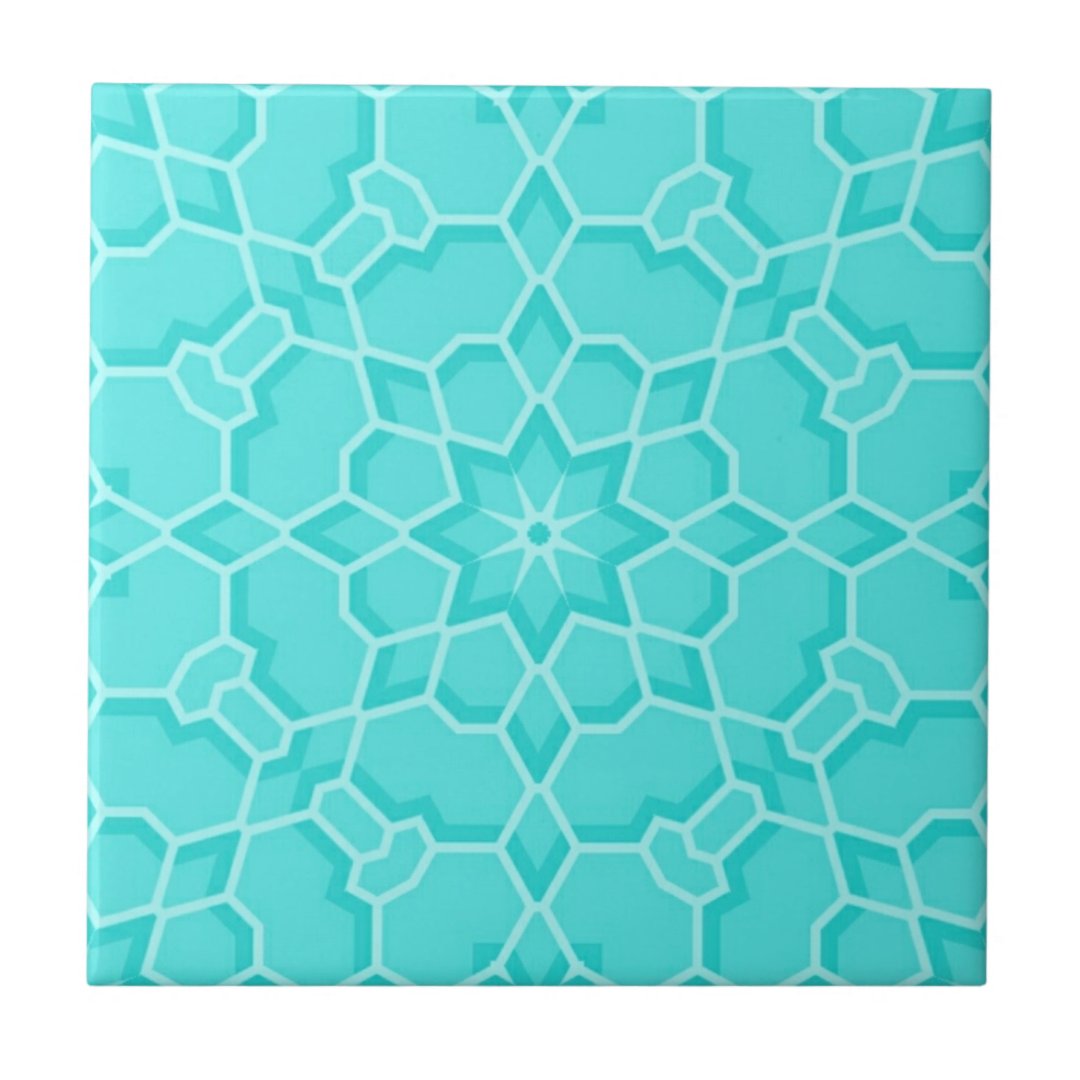 Elegant Classy Blue Turquoise Mosaic Geometric Ceramic Tile | Zazzle