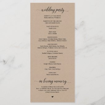 Elegant Classy, Brown Kraft, Wedding Ceremony Program | Zazzle
