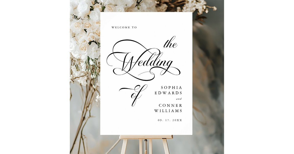 Elegant Classy Calligraphy Wedding Welcome Foam Board | Zazzle