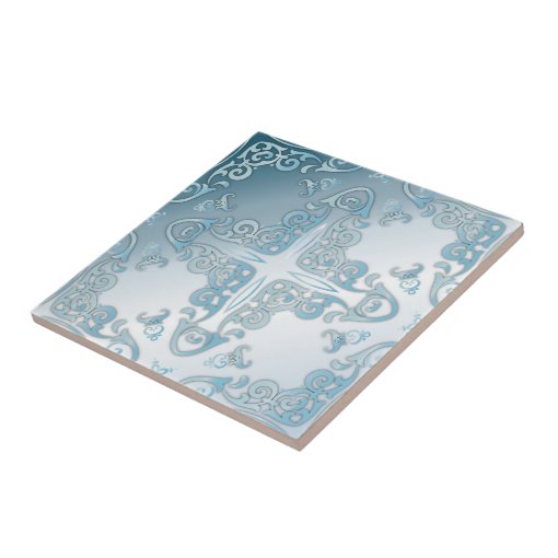 Elegant Classy Chic Blue Metallic Baroque Border Ceramic Tile | Zazzle
