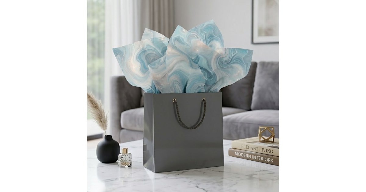 Elegant Classy Chic Gray Blue Marbled Tissue Paper | Zazzle