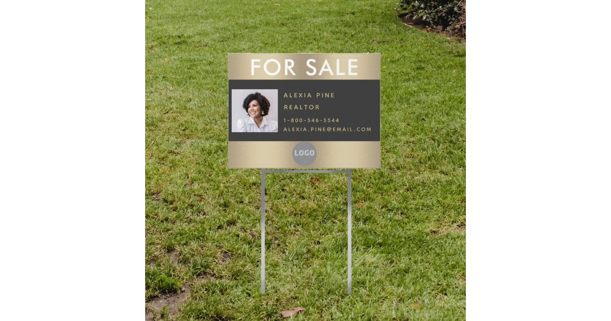 Elegant Classy For Sale Bold Gold Real Estate Sign | Zazzle