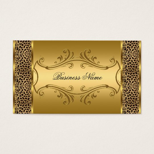 Elegant Classy Gold Black Leopard animal print Business Card | Zazzle.com